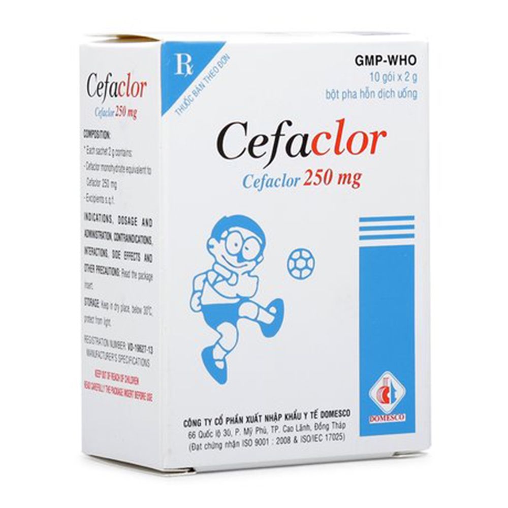 Thuốc kháng sinh Cefaclor 250mg (Domesco) hộp 10 gói x 2g | Medigo