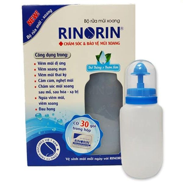 Bộ rửa mũi xoang RINORIN hộp 30 gói + 1 chai 250ml | Medigo