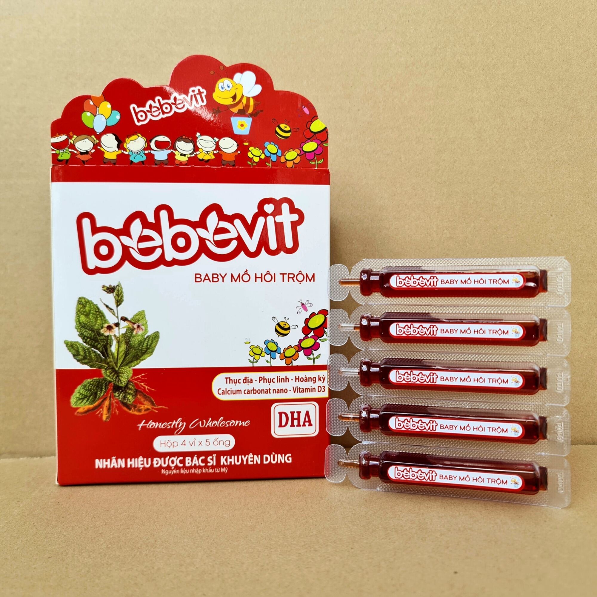 Thực phẩm hỗ trợ Bebevit Baby Mồ Hôi Trộm hộp 4 vỉ x 5 ống | Medigo