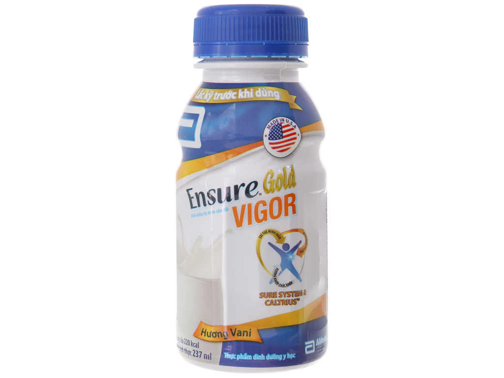 Sữa bột pha sẵn Abbott Ensure Gold Vigor (hương vani) chai 237ml