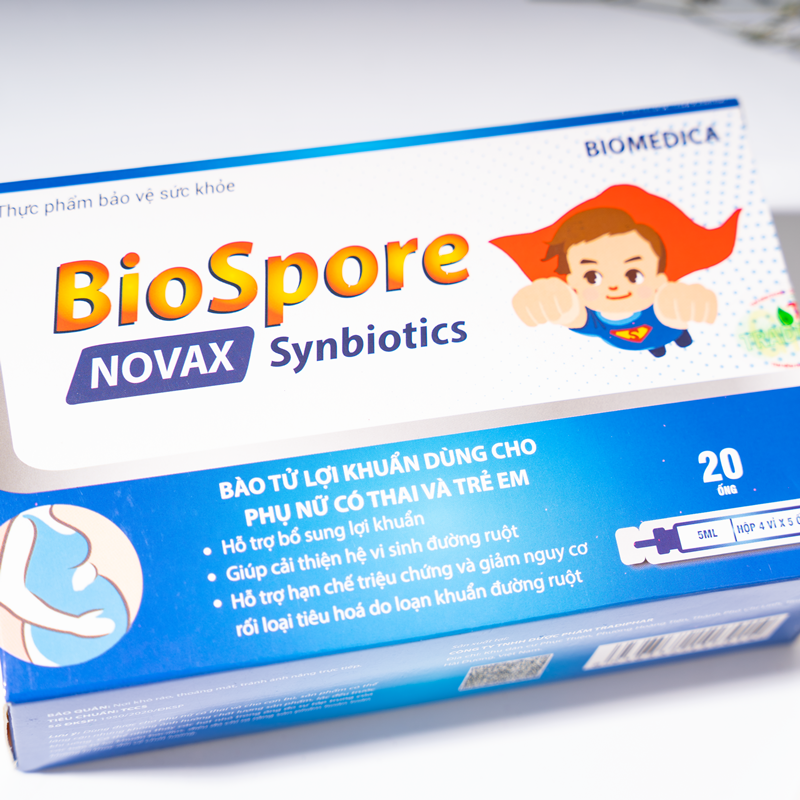 Men bổ sung lợi khuẩn Biospore Novax Synbiotics hộp 20 ống