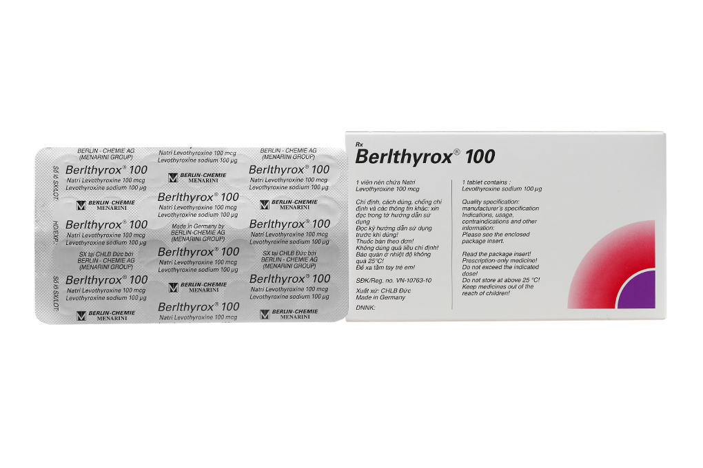 Thuốc trị suy giáp Berlthyrox 100mcg hộp 100 viên