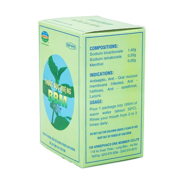 Thuốc bột súc miệng BBM hộp 12 gói | Medigo