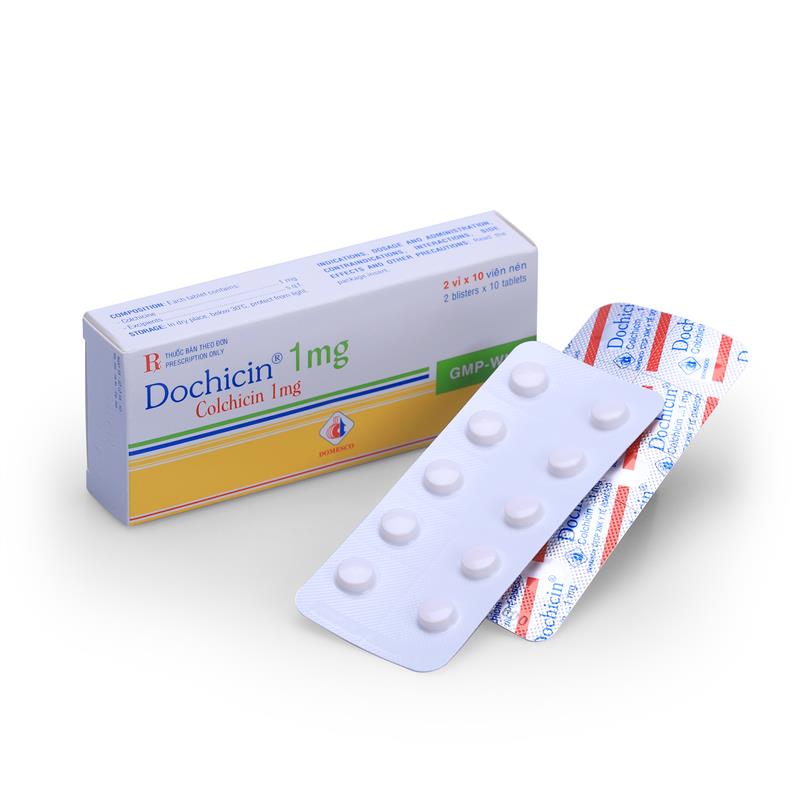 Thuốc trị gout Dochicin 1mg hộp 20 viên