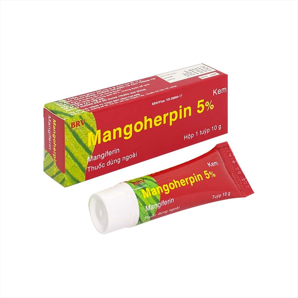 Thuốc điều trị bệnh da liễu Mangoherpin 5% hộp 1 tuýp 10g