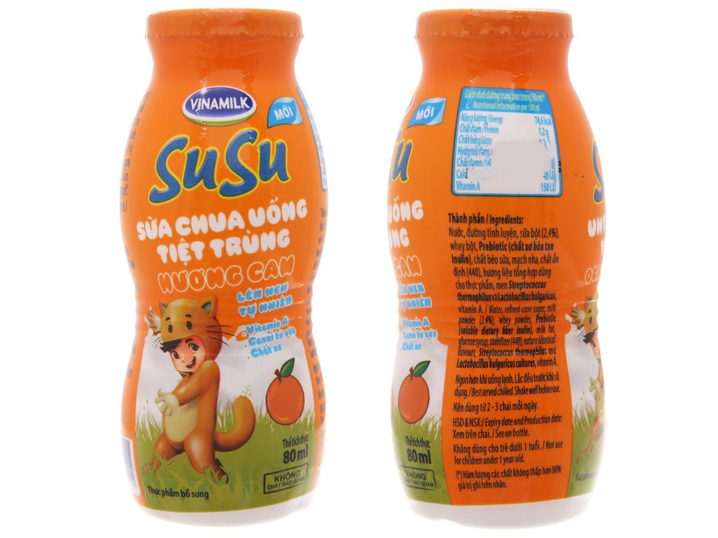 Sữa chua uống tiệt trùng Vinamilk SuSu IQ (hương cam) thùng 48 hộp 80ml ...