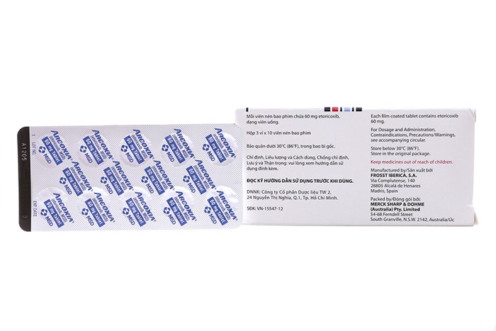 Thuốc giảm đau, kháng viêm Arcoxia 60mg hộp 30 viên | Medigo