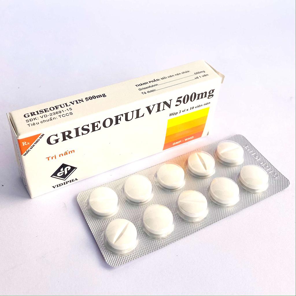 Thuốc trị nấm Griseofulvin 500mg (Vidipha) hộp 20 viên | Medigo