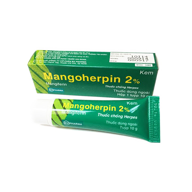Thuốc điều trị bệnh da liễu Mangoherpin 2% hộp 1 tuýp 10g | Medigo