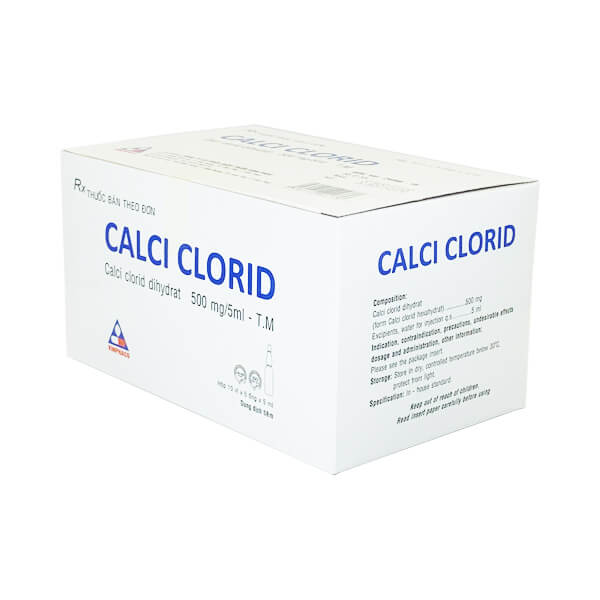 Thuốc có tác dụng bổ sung calci Calci clorid hộp 50 ống x 5ml | Medigo