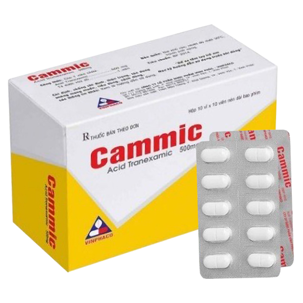 Thuốc chống đông máu Cammic 500mg Vinphaco hộp 10 vỉ x 10 viên nén bao phim