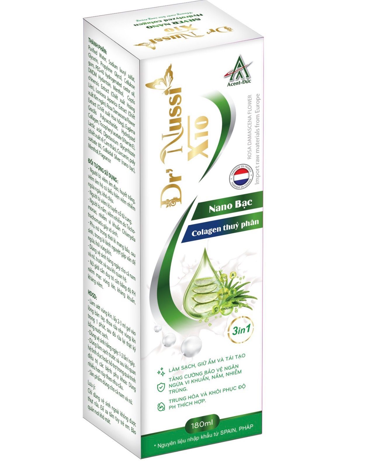 Dung dịch vệ sinh Dr Nussi X10 hộp 180ml