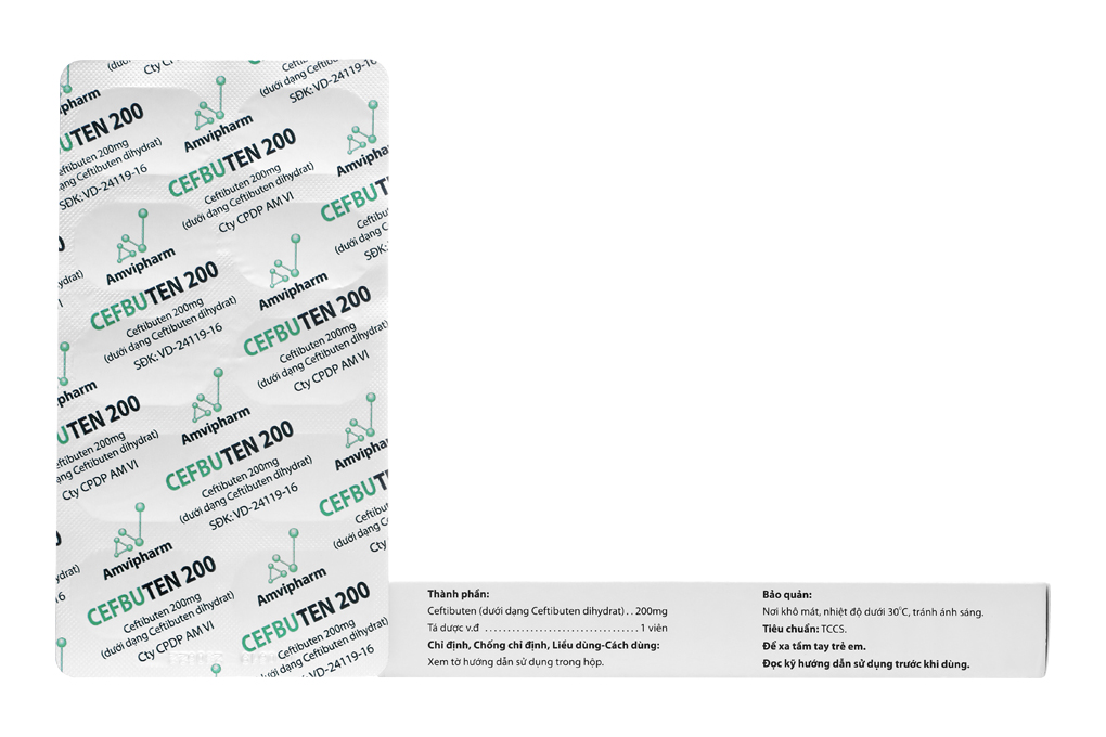 Thuốc kháng sinh Cefbuten 200mg hộp 10 viên | Medigo