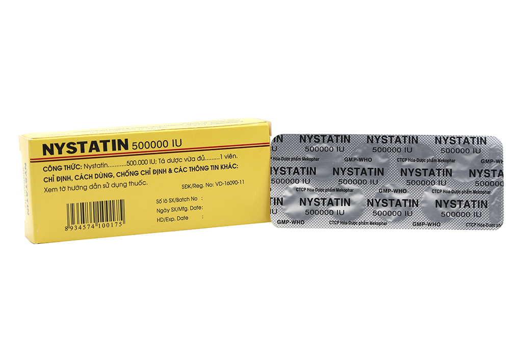 Thuốc trị nấm Nystatin 500000IU Mekophar hộp 16 viên | Medigo