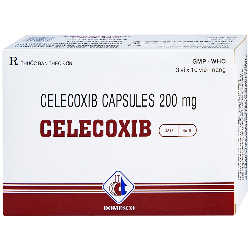 Thuốc giảm đau, kháng viêm Celecoxib 200mg (DOMESCO) hộp 30 viên
