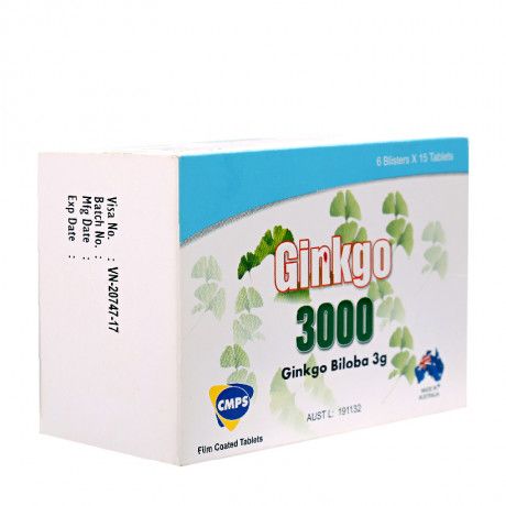 Thuốc tuần hoàn máu não, cải thiện trí nhớ Ginkgo 3000 hộp 90 viên | Medigo