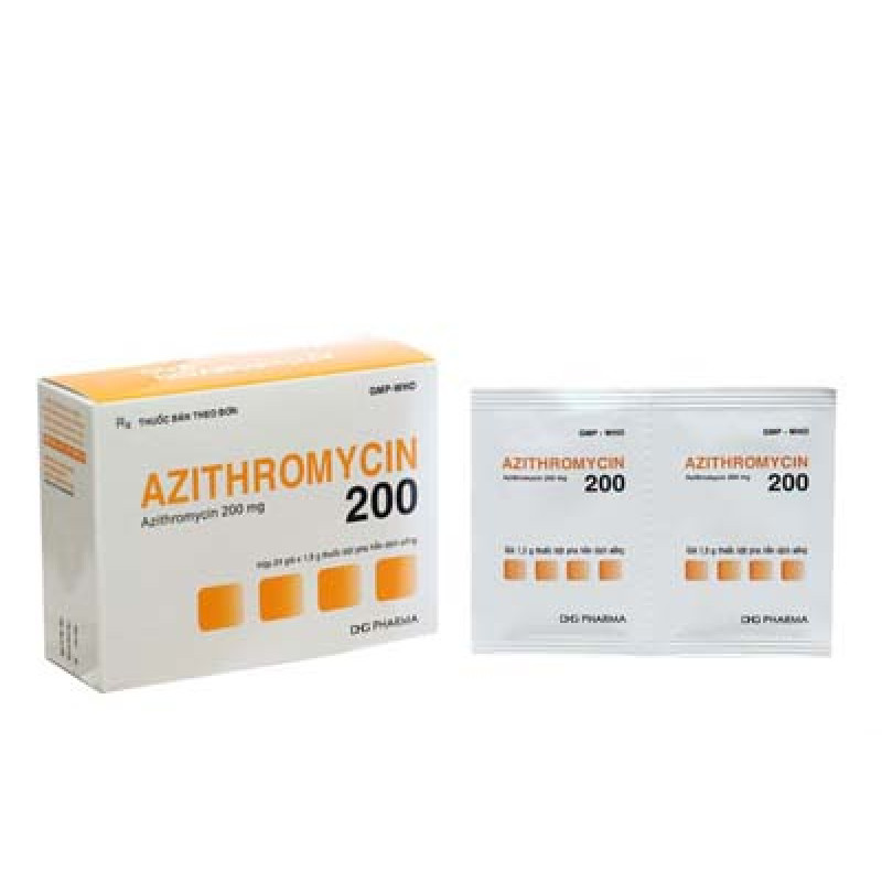 Thuốc kháng sinh Azithromycin 200mg DHG hộp 24 gói x 1,5g | Medigo