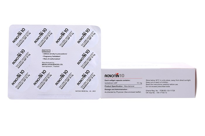 Thuốc trị mụn trứng cá nặng Acnotin 10 hộp 30 viên