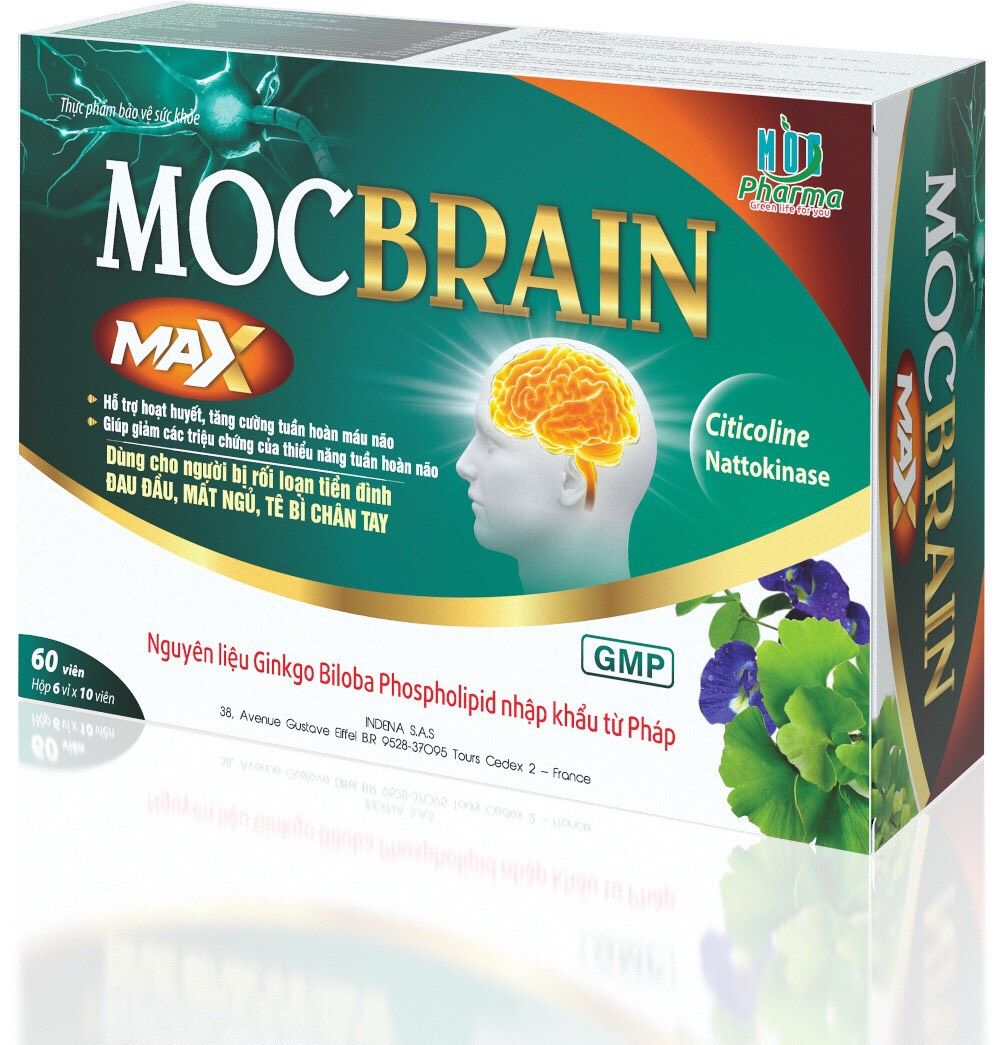 Hỗ trợ hoạt huyết, tăng cường tuần hoàn não MOCBRAIN MAX hộp 6 vỉ x 10 viên