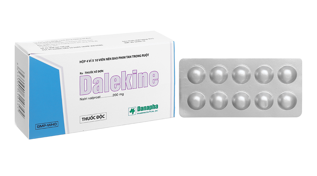 Thuốc điều trị động kinh Dalekine 200mg Danapha hộp 4 vỉ x 10 viên