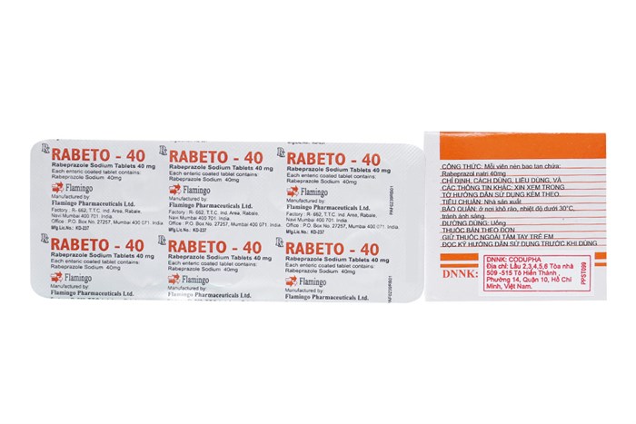 Thuốc trị loét dạ dày, tá tràng Rabeto 40mg hộp 100 viên
