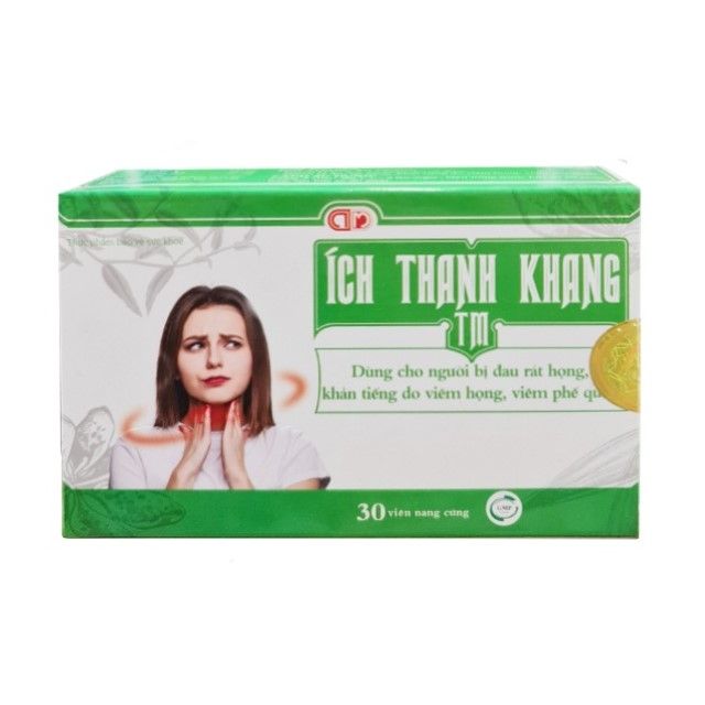 Hỗ trợ giảm đau rát họng, khản tiếng Ích Thanh Khang TM hộp 30 viên nang cứng