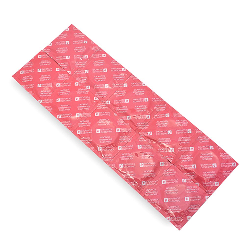 Bao cao su Okamoto Skinless Skin Strawberry hộp 10 cái