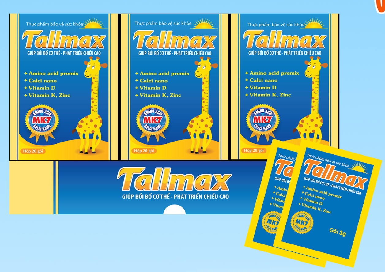 Bổ sung acid amin, vitamin, khoáng chất Tallmax hộp lớn gồm 3 hộp x 20 gói | Medigo