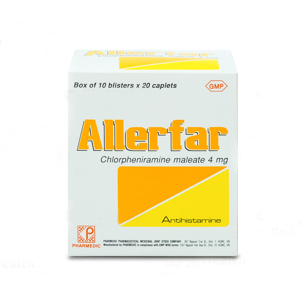 Thuốc điều trị viêm mũi dị ứng Allerfar 4mg hộp 200 viên
