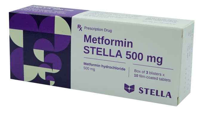 Thuốc điều trị đái tháo đường Metformin STELLA 500mg hộp 30 viên | Medigo