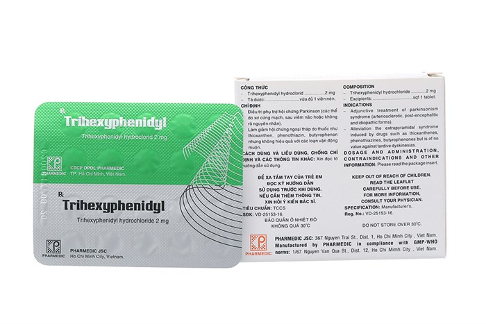 Trihexyphenidyl 2mg hộp 100 viên
