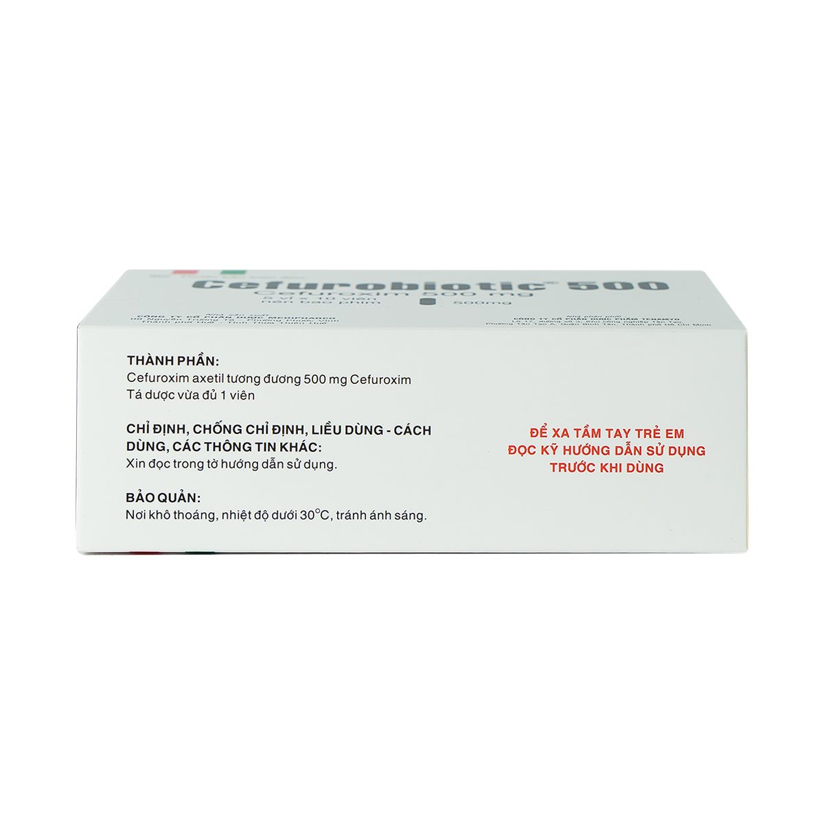 Thuốc kháng sinh CEFUROBIOTIC 500 hộp 5 vỉ x 10 viên nén bao phim | Medigo