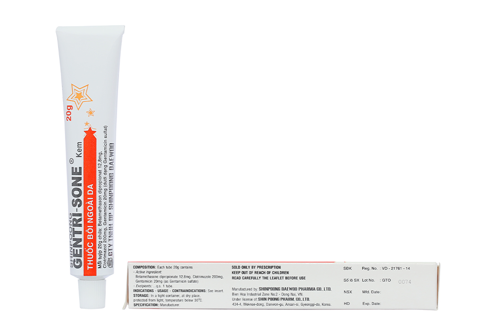Kem bôi trị viêm da Gentrisone hộp 1 tuýp 20g