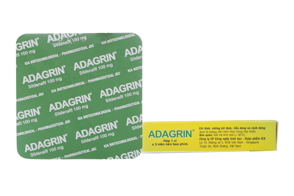 Thuốc trị rối loạn cương dương Adagrin 100mg hộp 3 viên | Medigo