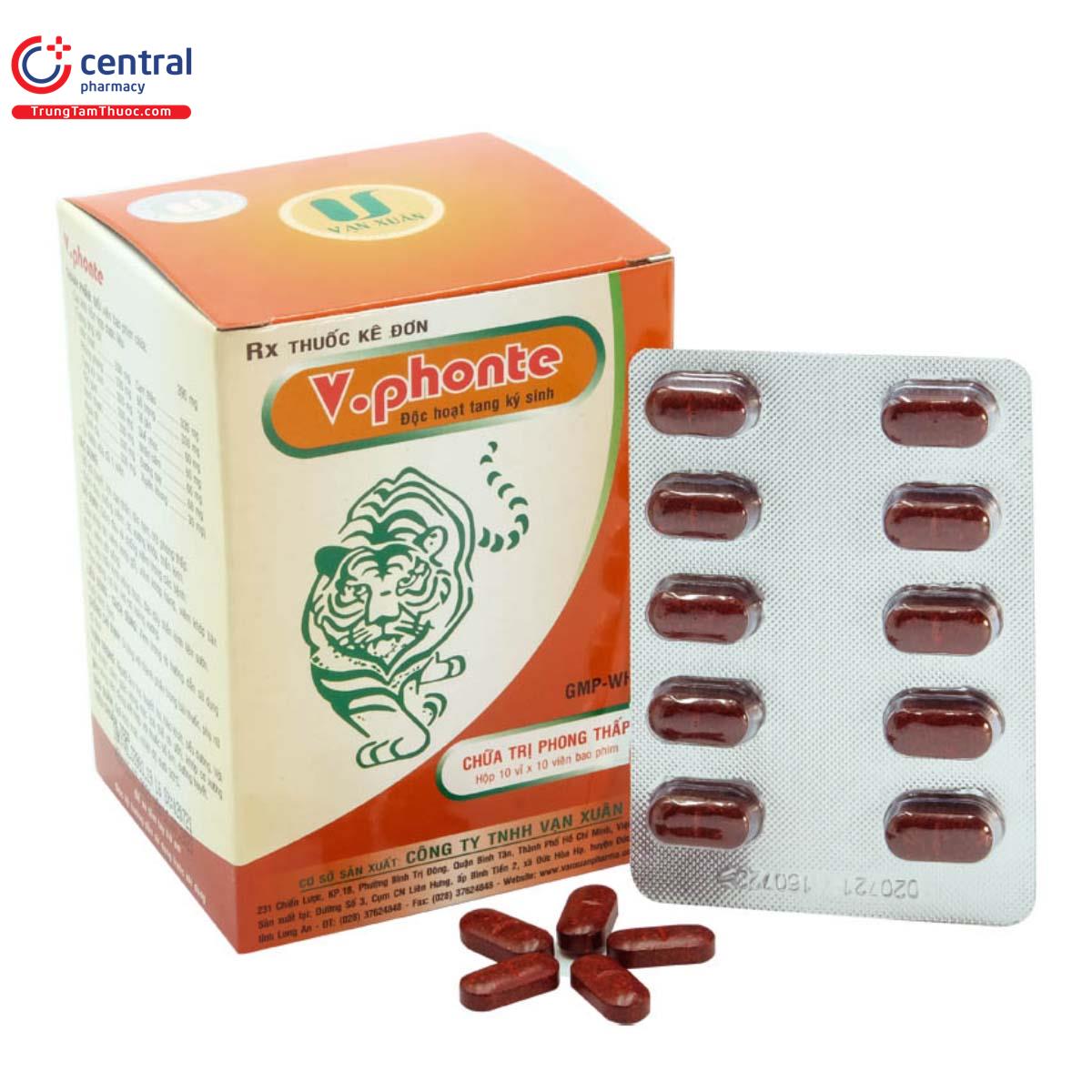 Thuốc chữa trị phong thấp V.phonte Vạn Xuân hộp 10 vỉ x 10 viên