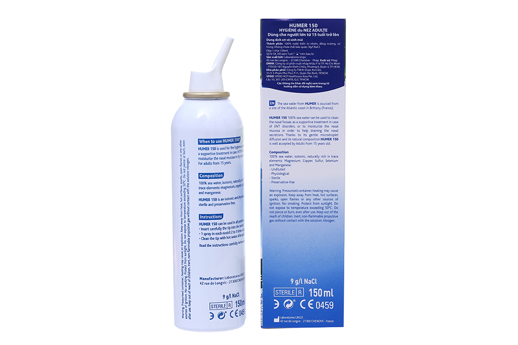 Nước biển xịt mũi Humer 150 Nasal Hygiene (Adults) hộp 1 chai 150ml ...