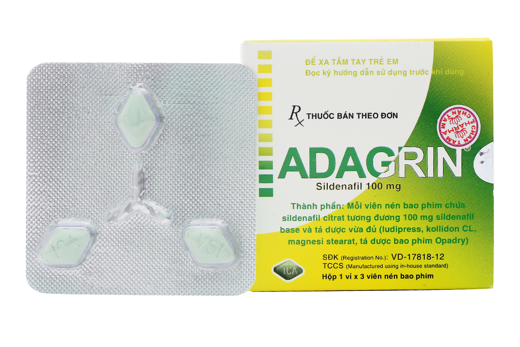 Thuốc trị rối loạn cương dương Adagrin 100mg hộp 3 viên | Medigo