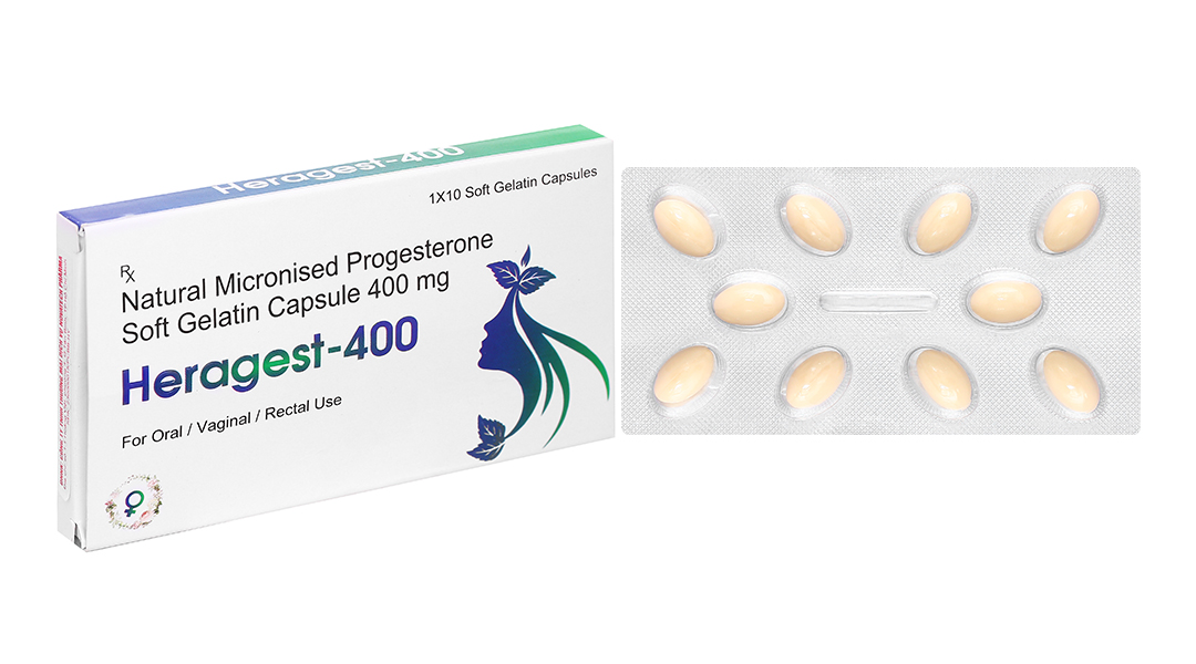 Viên nội tiết tố Heragest - 400 hộp 1 vỉ x 10 viên