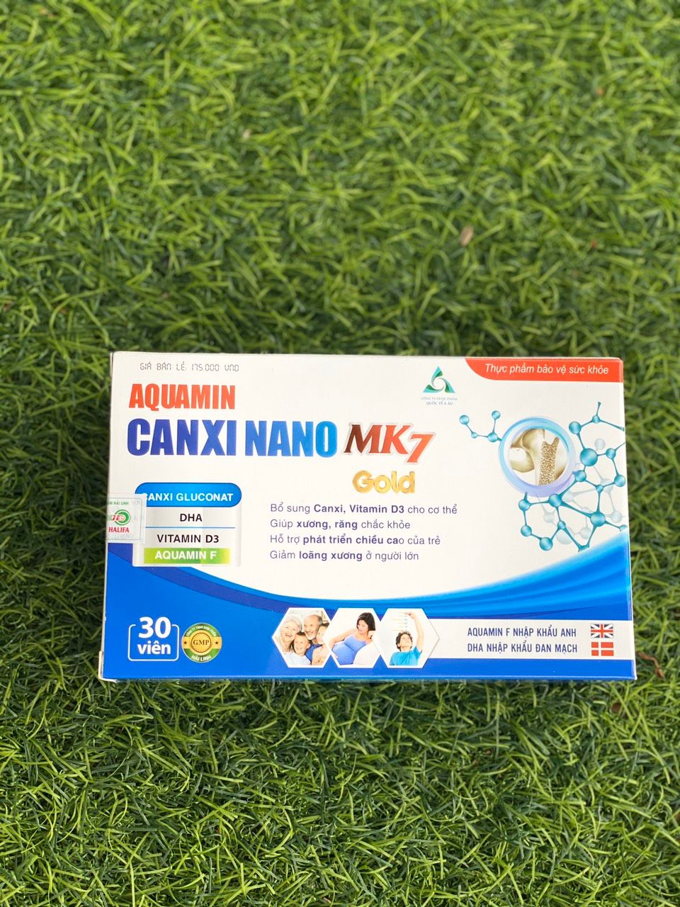 Thực phẩm bảo vệ sức khỏe AQUAMIN CANXI NANO MK7 Gold (DP Quốc tế Á Âu) hộp 30 viên | Medigo