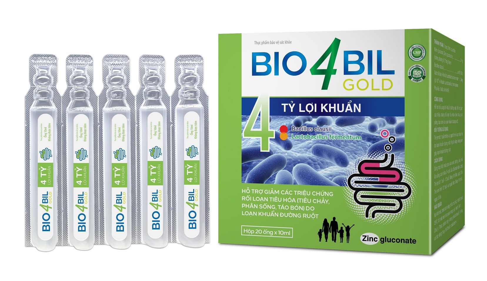 Hỗ trợ rối loạn tiêu hóa BIO 4 BIL GOLD 4 tỷ lợi khuẩn hộp 20 ống x ...