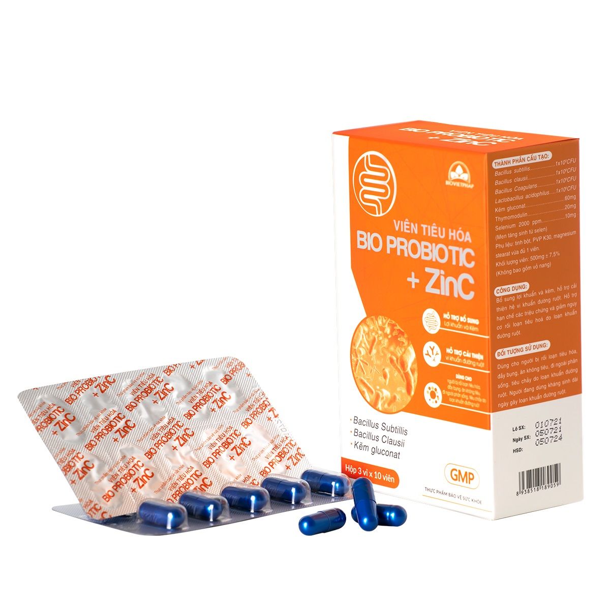 Viên uống tiêu hóa Bio Probiotic + ZinC (Bio Việt Pháp) hộp 3 vỉ x 10 ...