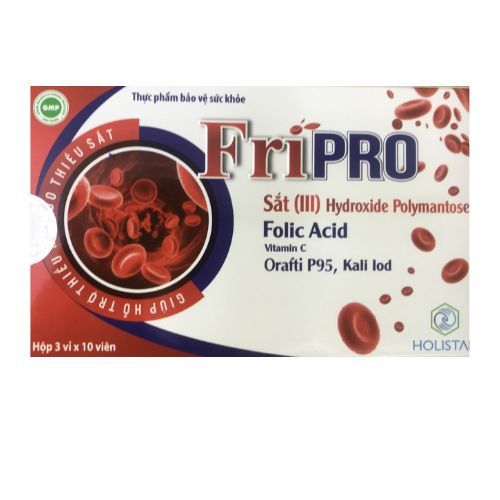 Viên uống bổ sung sắt, acid folic Feripro hộp 3 vỉ 10 viên