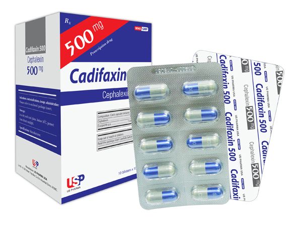 Thuốc kháng sinh Cadifaxin 500 hộp 10 vỉ x 10 viên