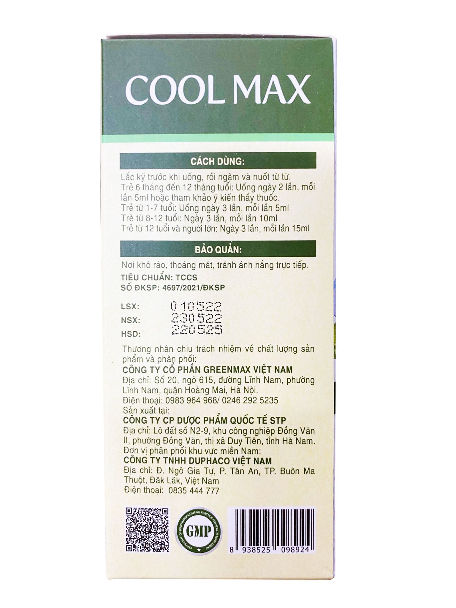 Giúp bổ phế, hỗ trợ hạn chế ho nhiều COOL MAX Thymomodulin hộp 1 chai 120ml