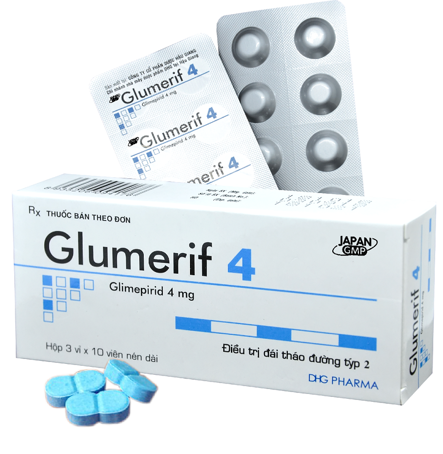 Thuốc điều trị đái tháo đường Glumerif 4 (Glimepiride) hộp 30 viên | Medigo