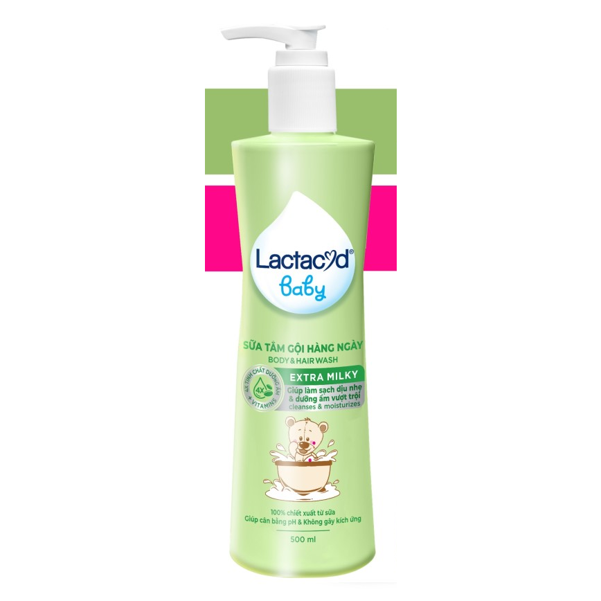 Sữa tắm gội hàng ngày Lactacyd Baby EXTRA MILKY chai 500ml | Medigo