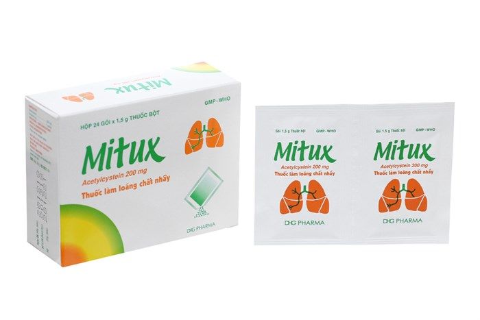 Thuốc làm loãng chất nhầy Mitux 200mg hộp 24 gói | Medigo