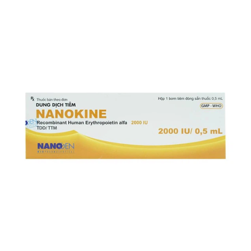 Điều trị thiếu máu Nanokine 2000IU/0.5ml Nanogen hộp 1 ống x 0.5ml
