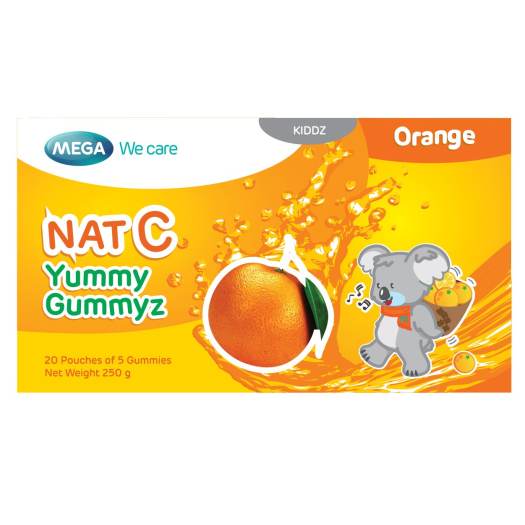 Kẹo dẻo bổ sung vitamin C Nat C Yummy Gummyz hộp 20 gói x 5 viên