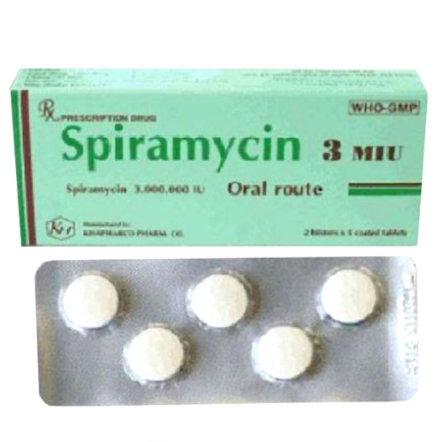 Thuốc kháng sinh Spiramycin 3M.IU Khánh Hòa hộp 1 vỉ x 10 viên
